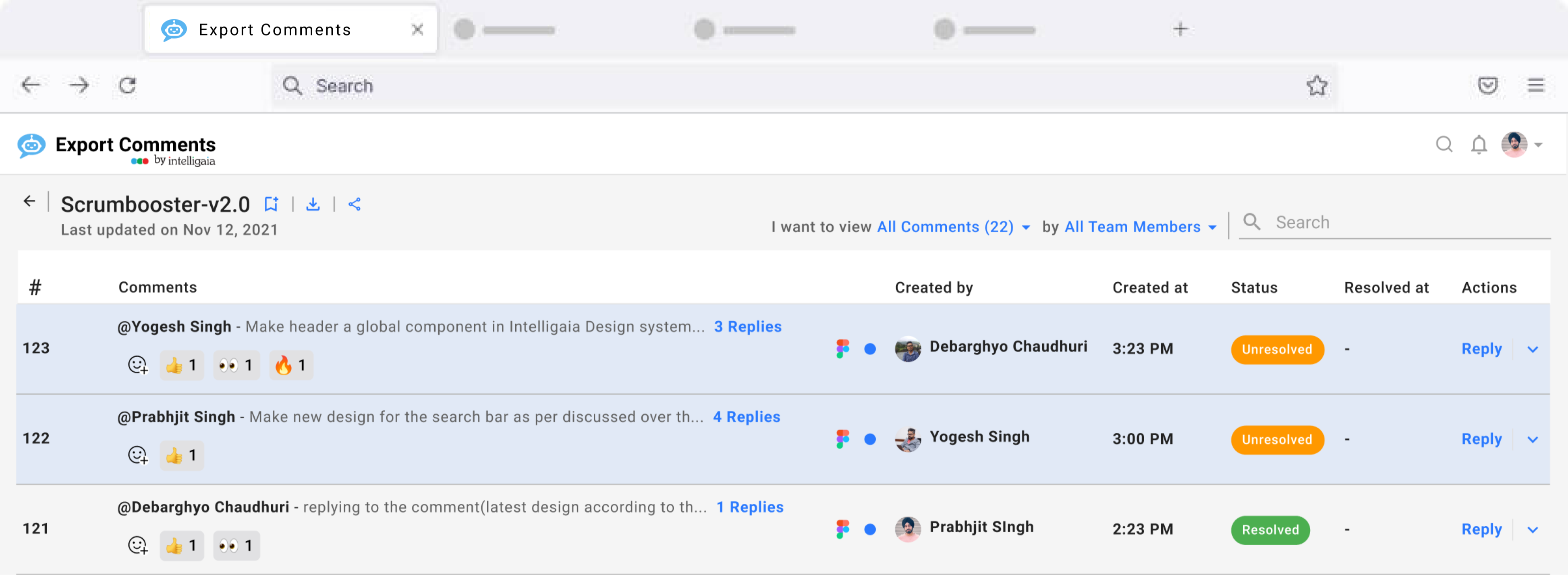 Export Comments